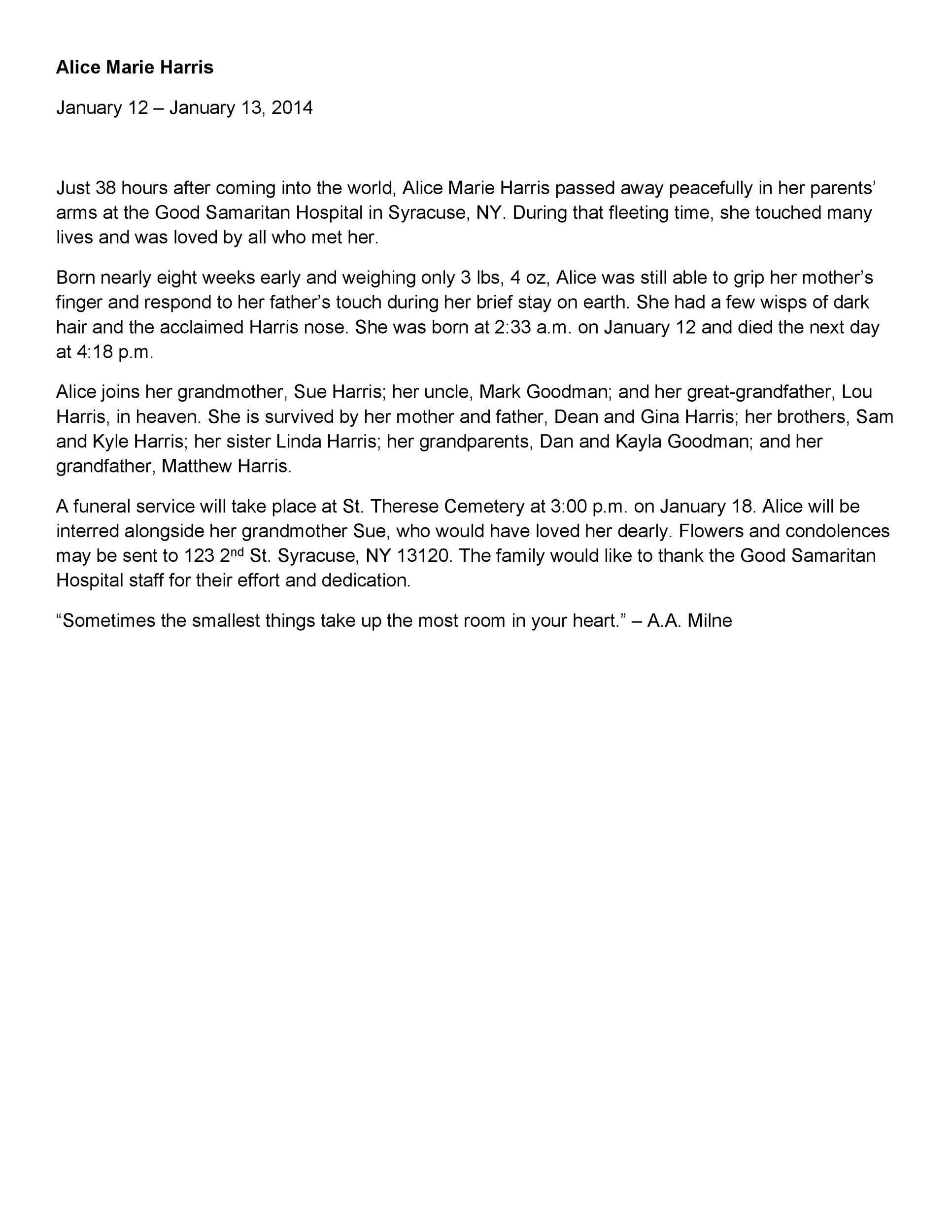 Writing Obituary Template Writing Obituary Template