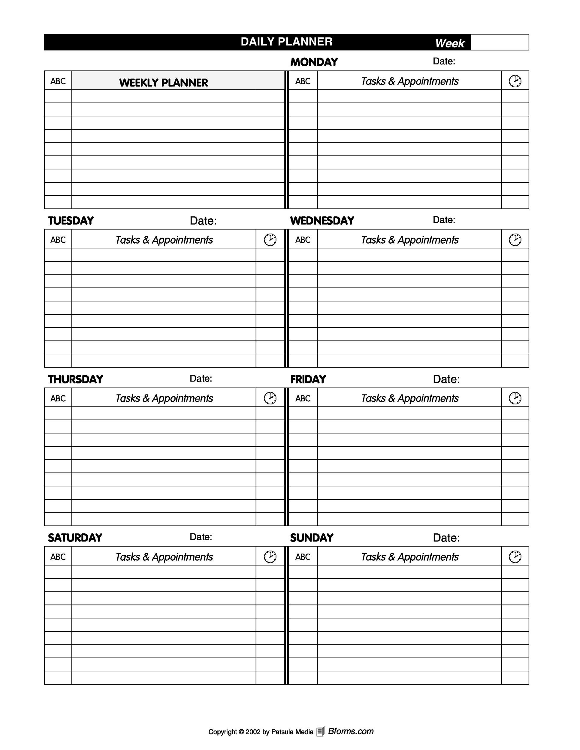 40 Printable Daily Planner Templates FREE Template Lab