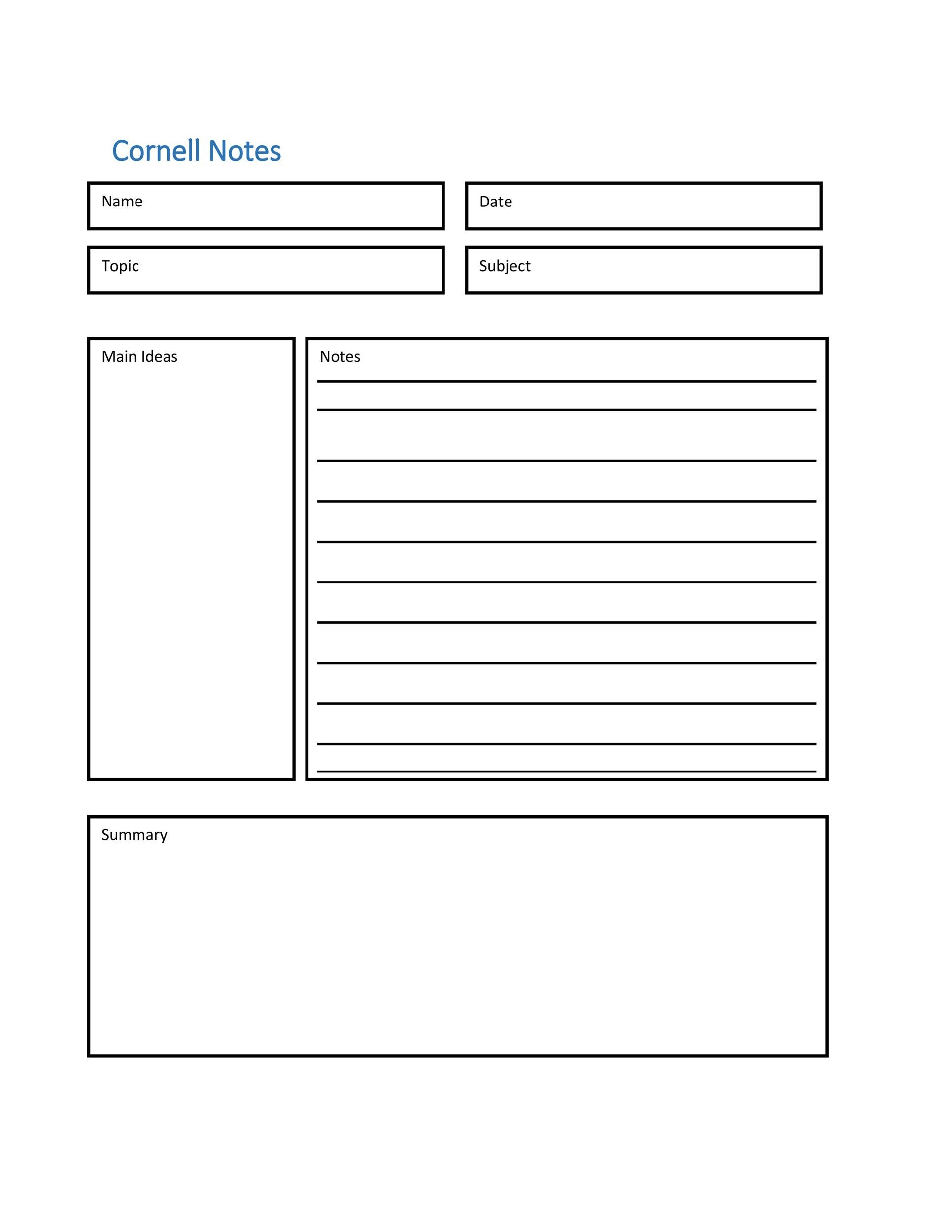 Cornell Style Notes Template Pdf - PDF Template Cornell Style Notes Template Pdf - PDF Template