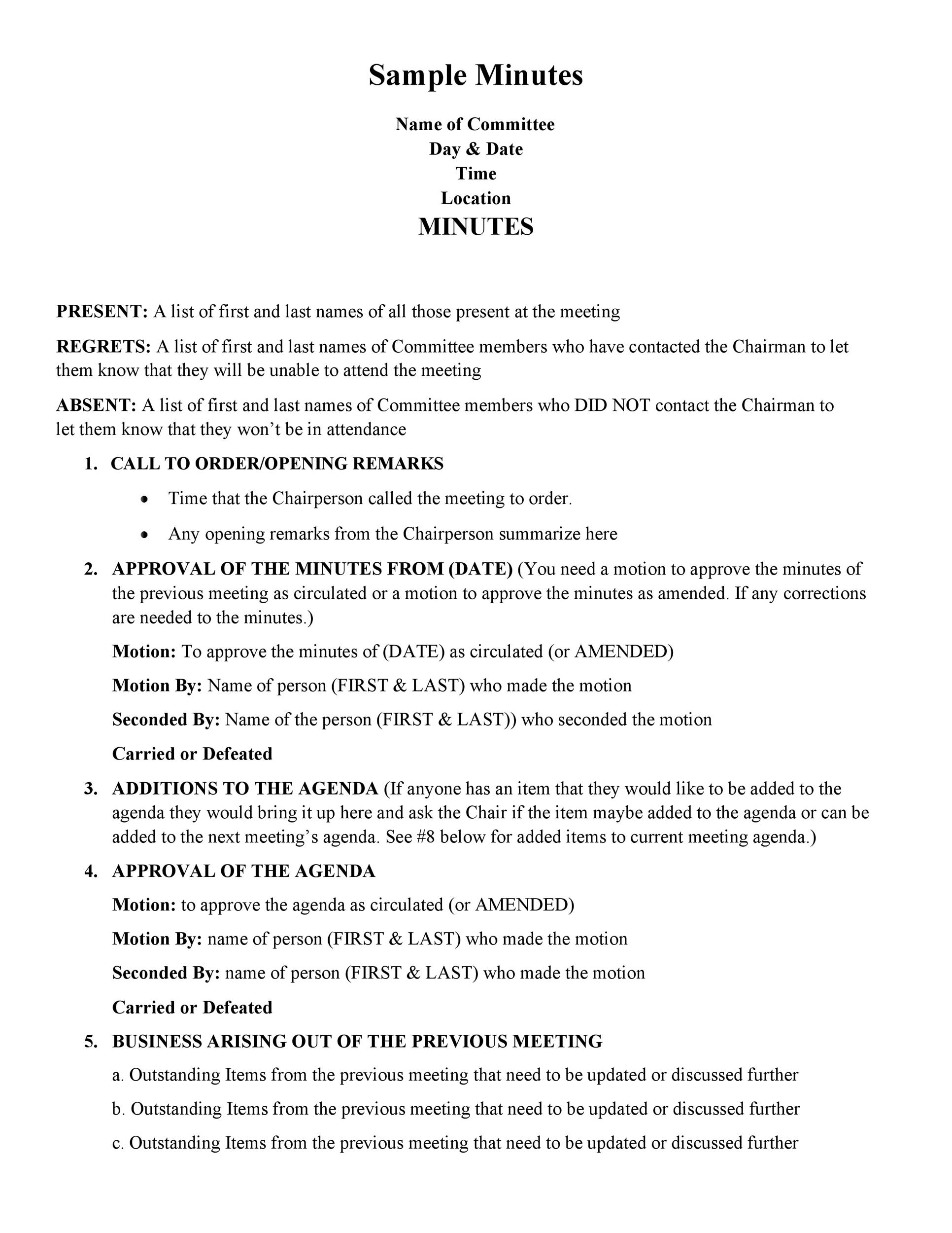 33 Professional Corporate Minutes Templates Word PDF TemplateLab