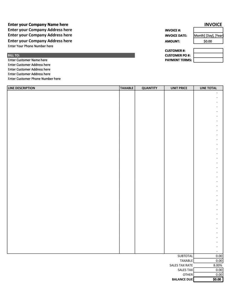 Más de 40 plantillas de factura: en blanco, comercial (PDF, Word, Excel ...