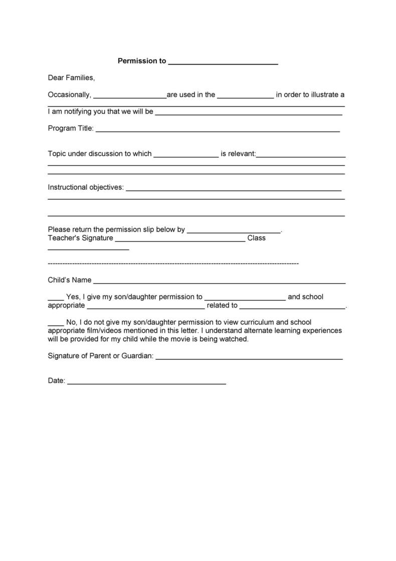 35 Permission Slip Templates & Field Trip Forms