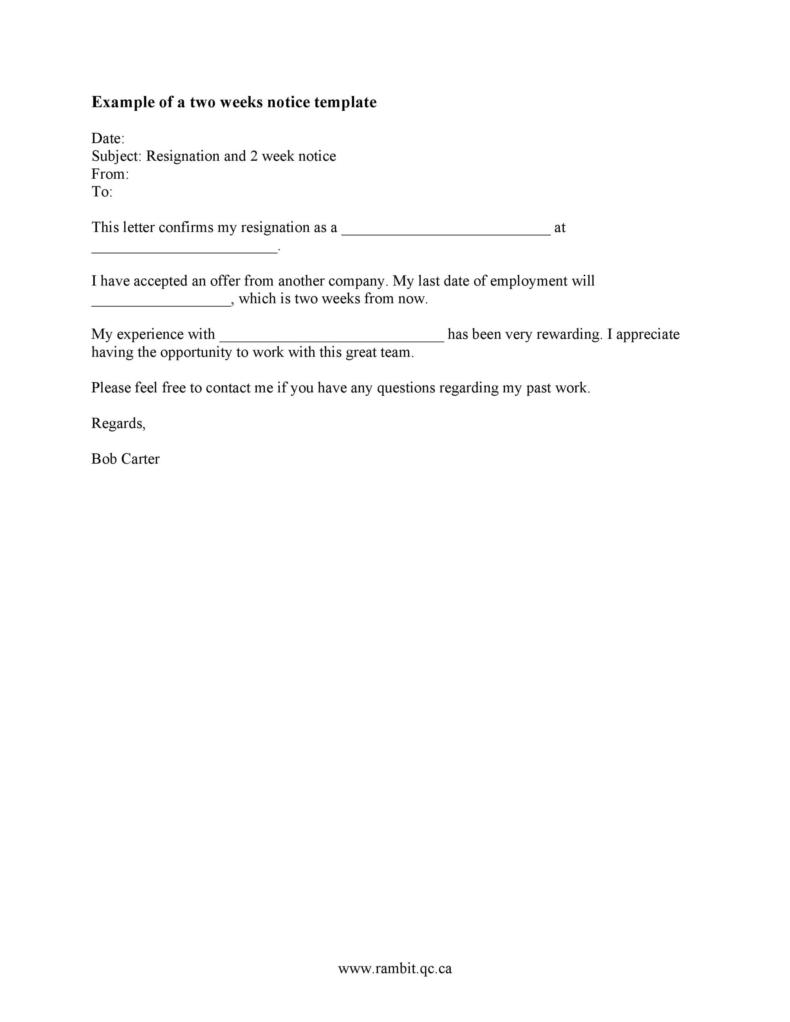40 Two Weeks Notice Letters (& Resignation Letter Templates)
