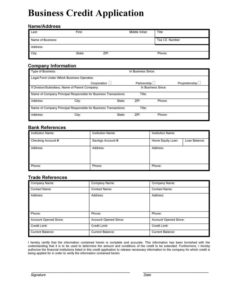 40 Free Credit Application Form Templates & Samples