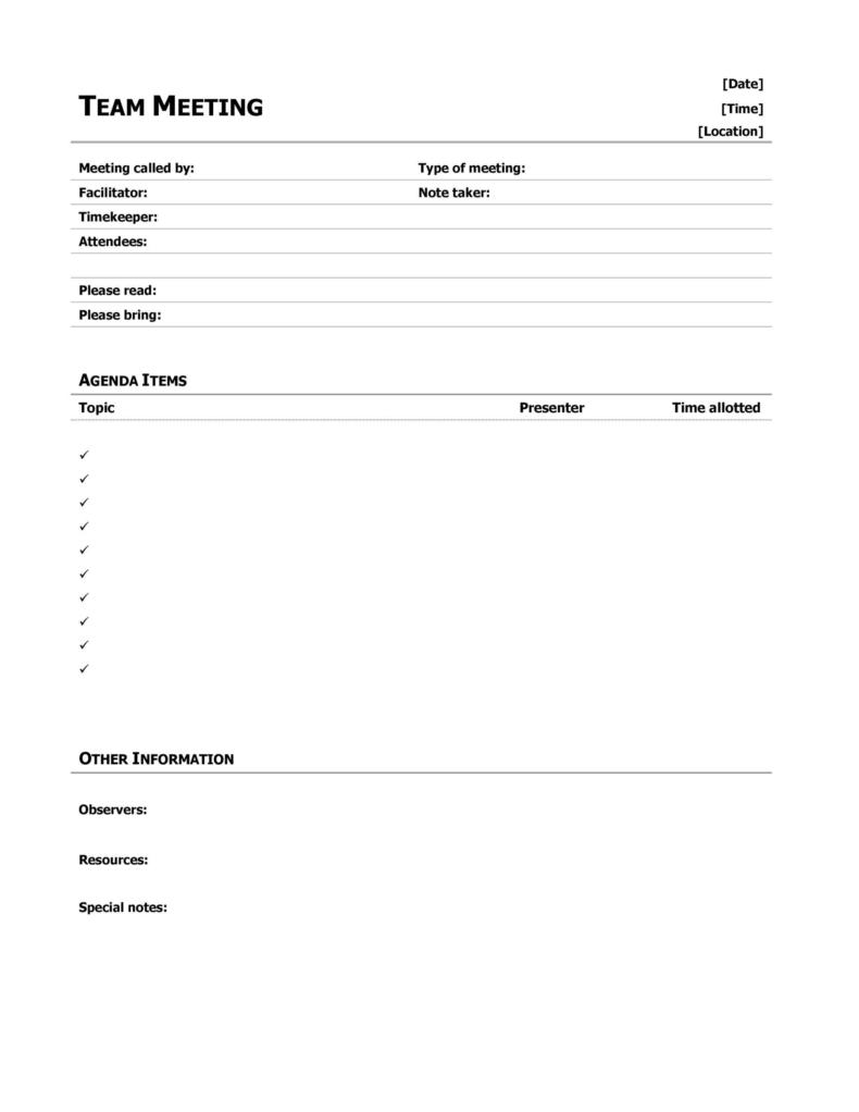 46 Effective Meeting Agenda Templates ᐅ TemplateLab