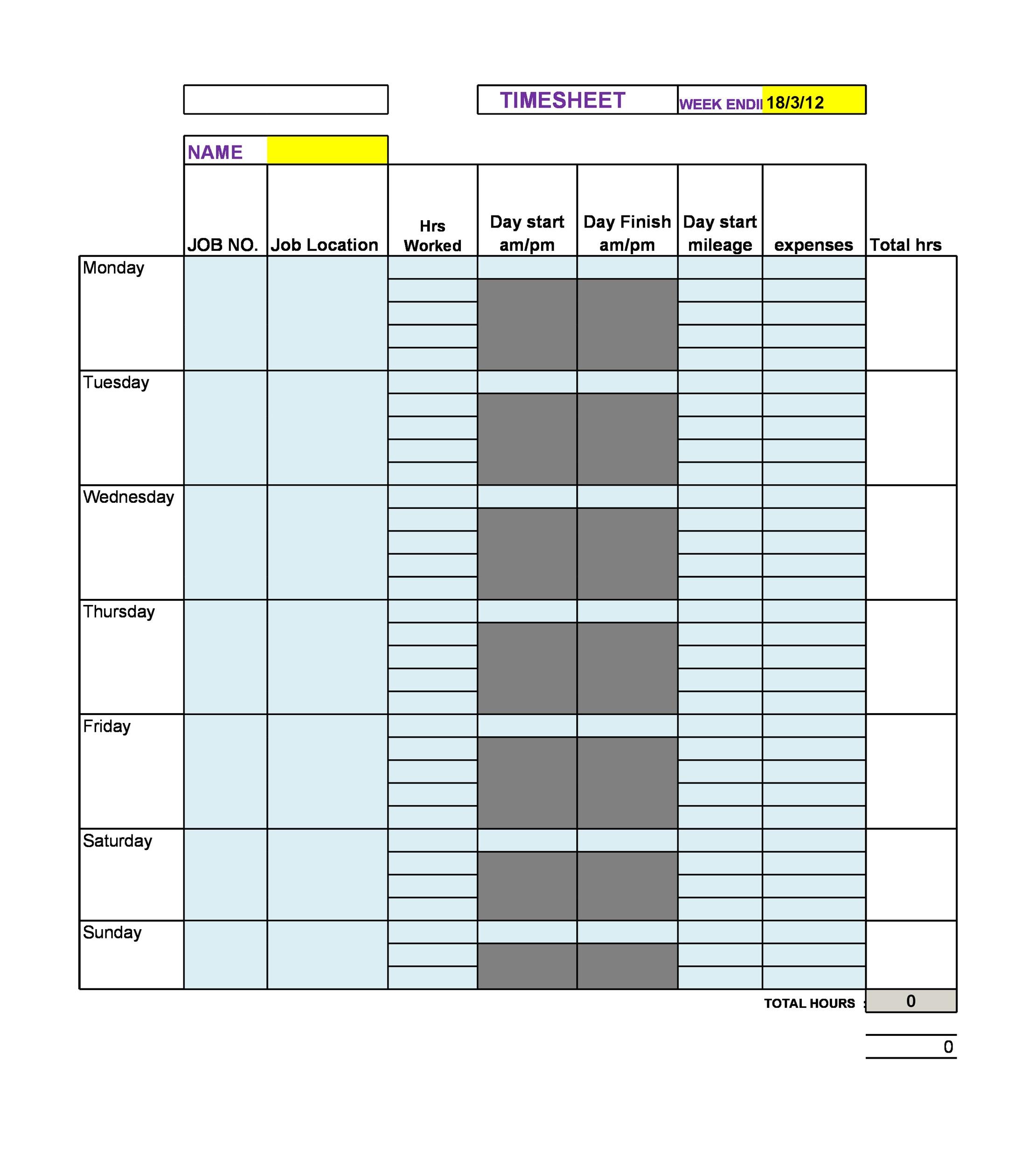 40 Free Timesheet Templates [in Excel] ᐅ TemplateLab