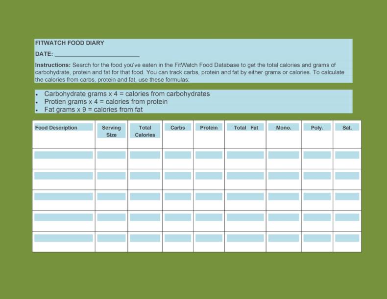 49 Simple Food Diary Templates & Food Log Examples