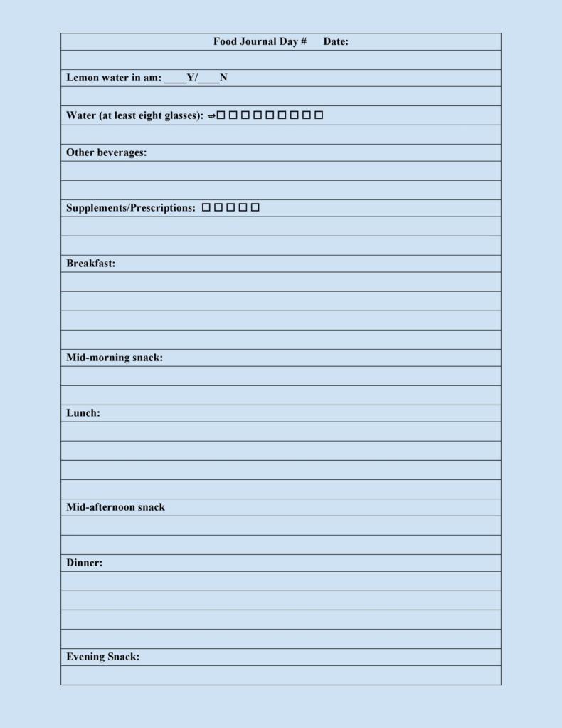 49 Simple Food Diary Templates & Food Log Examples
