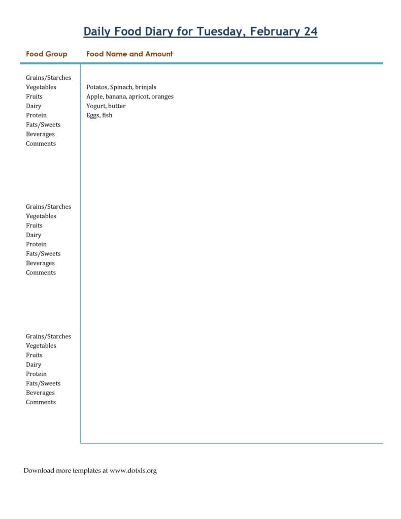 49 Simple Food Diary Templates & Food Log Examples