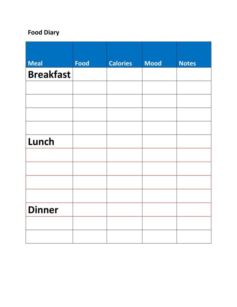 49 Simple Food Diary Templates & Food Log Examples