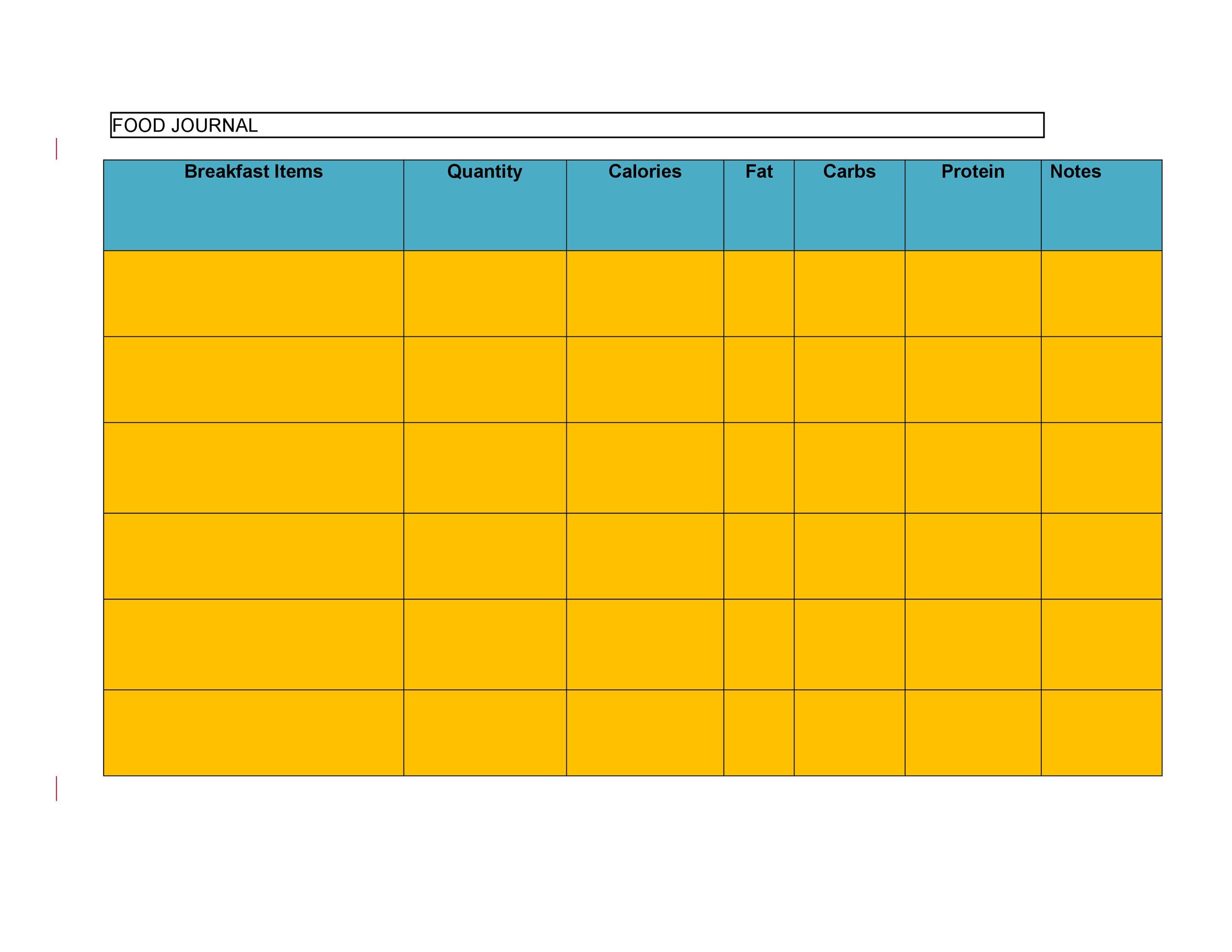40 Simple Food Diary Templates & Food Log Examples