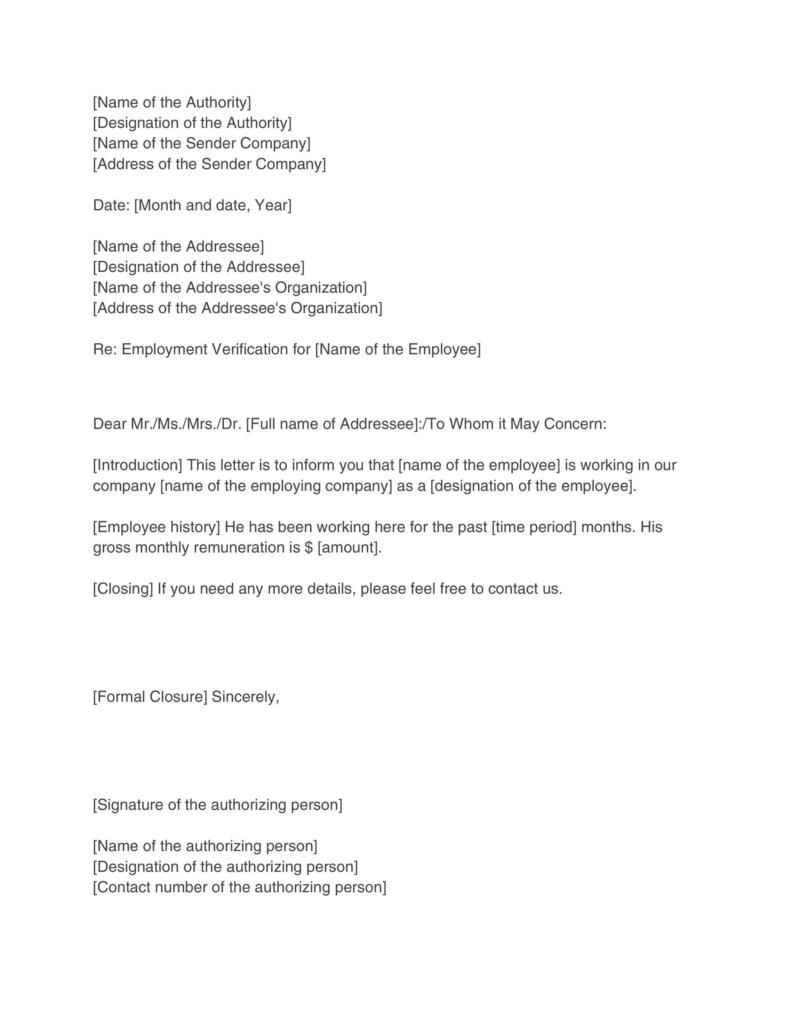 40 Proof of Employment Letters [Employment Verification Letters]