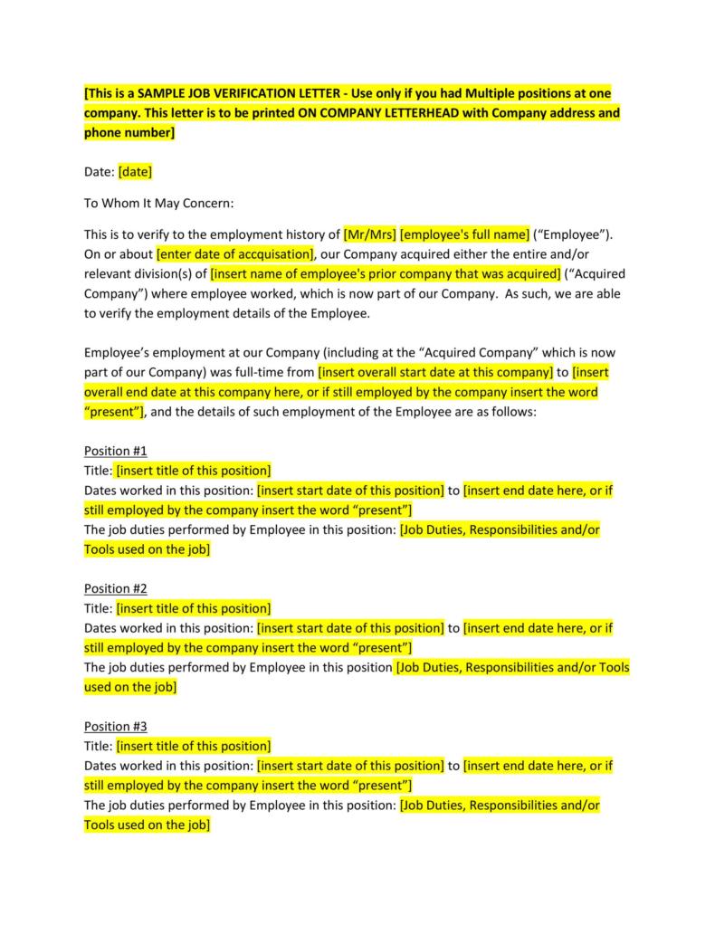 40 Proof of Employment Letters [Employment Verification Letters]