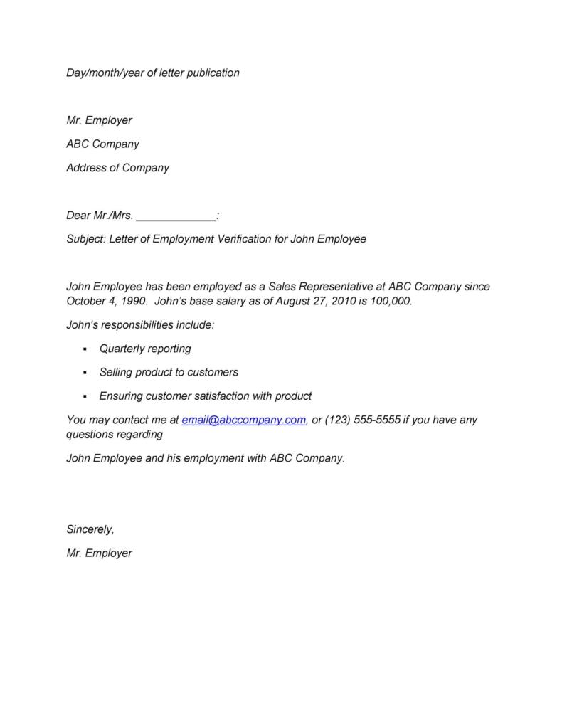 40 Proof of Employment Letters [Employment Verification Letters]
