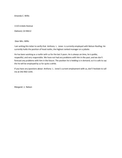 40 Proof of Employment Letters [Employment Verification Letters]