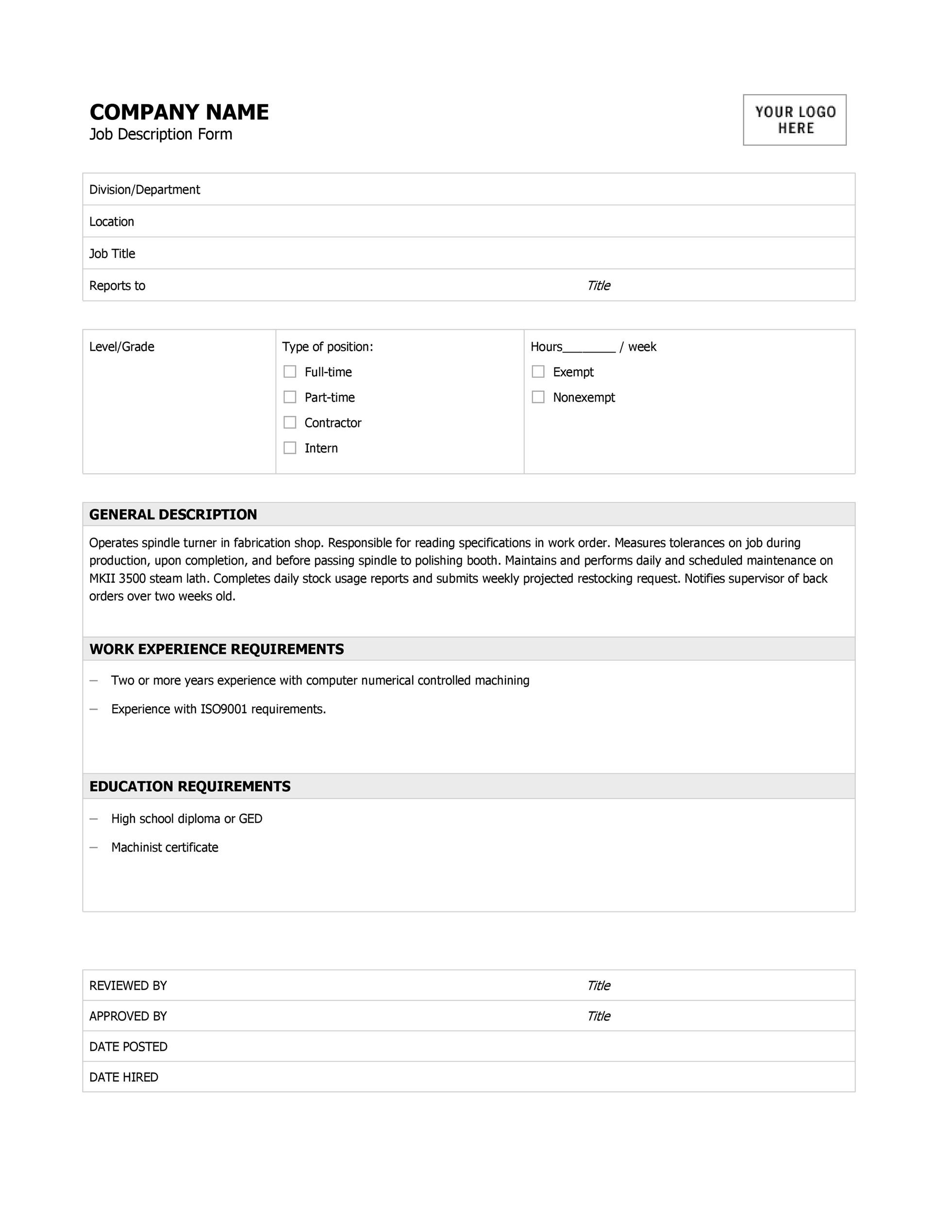 47 Job Description Templates & Examples ᐅ TemplateLab