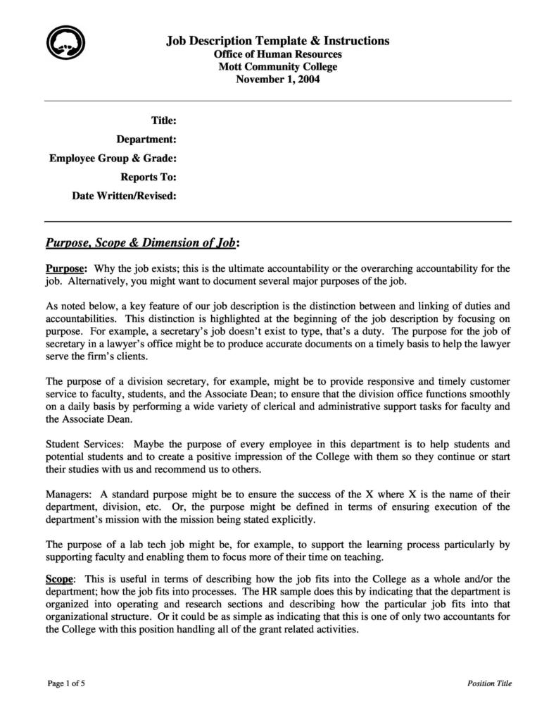 48 Free Job Description Templates & Examples [Word, PDF]