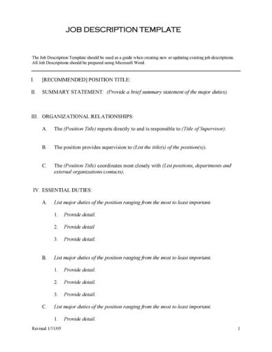 47 Job Description Templates & Examples ᐅ TemplateLab