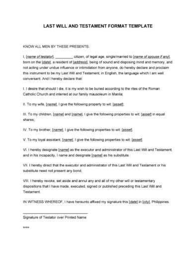 39 Last Will and Testament Forms & Templates ᐅ TemplateLab