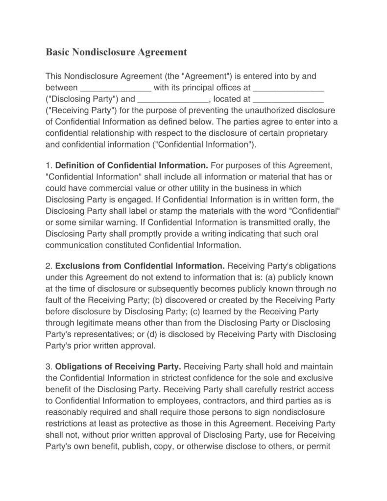 44 Non Disclosure Agreement Templates [NDA Forms]