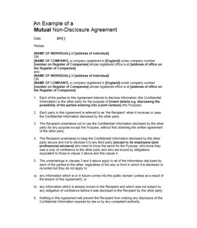 44 Non Disclosure Agreement Templates [NDA Forms]