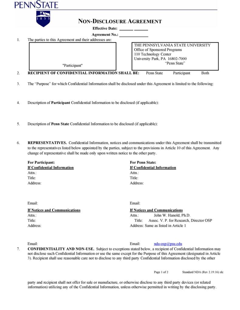 44 Non Disclosure Agreement Templates [NDA Forms]