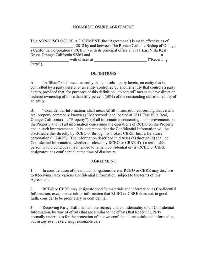 44 Non Disclosure Agreement Templates [NDA Forms]