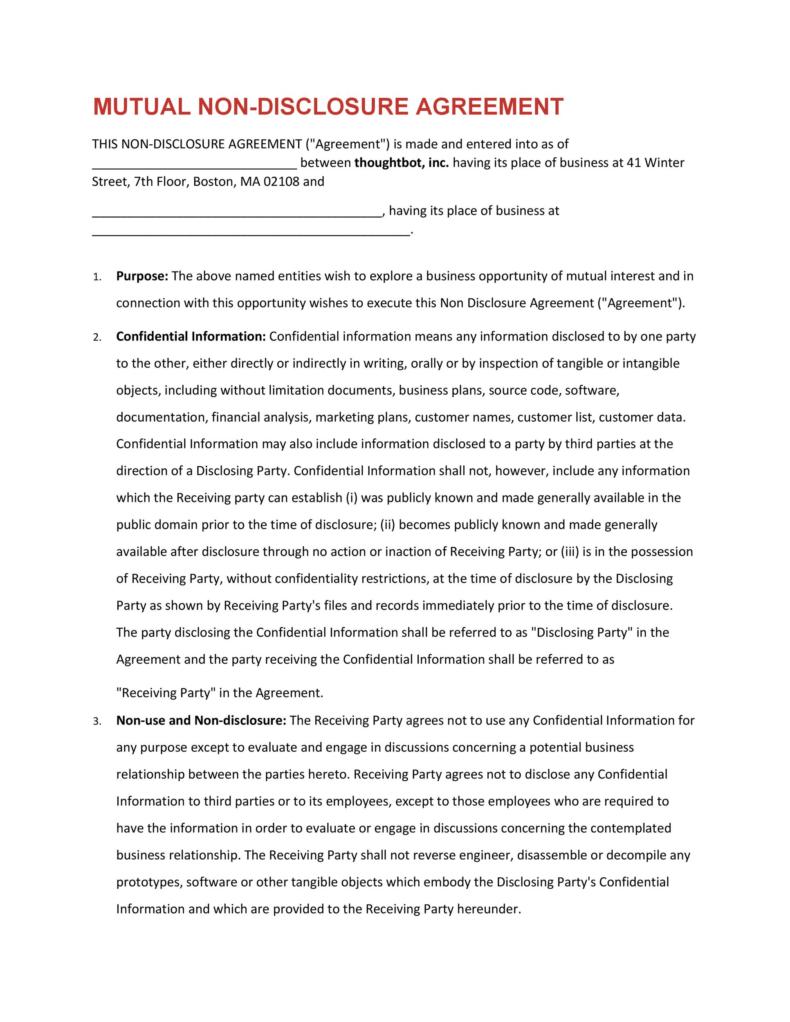 44 Non Disclosure Agreement Templates [NDA Forms]