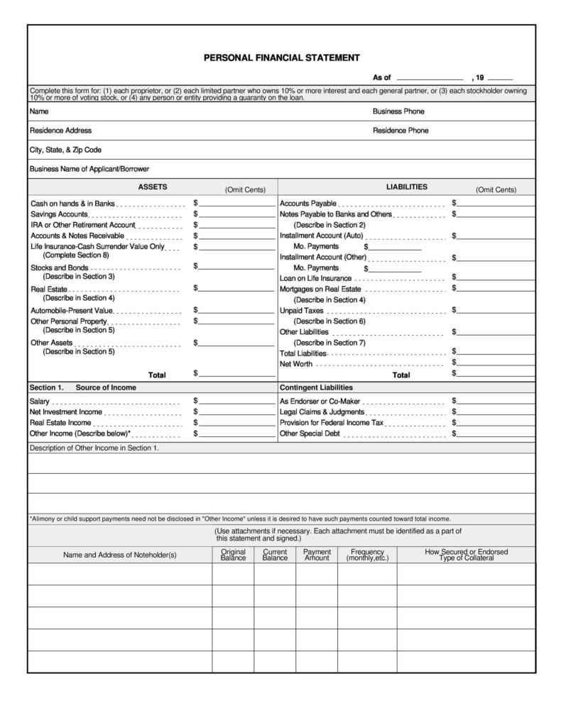 40+ Personal Financial Statement Templates & Forms ᐅ TemplateLab