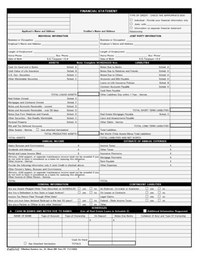 40+ Personal Financial Statement Templates & Forms ᐅ TemplateLab