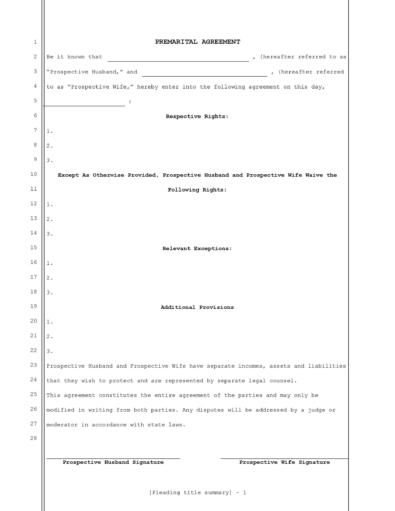 30+ Simple Prenuptial Agreement Templates [Prenup Examples]