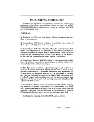 30+ Simple Prenuptial Agreement Templates [Prenup Examples]