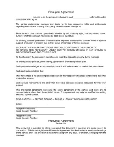 30+ Simple Prenuptial Agreement Templates [Prenup Examples]