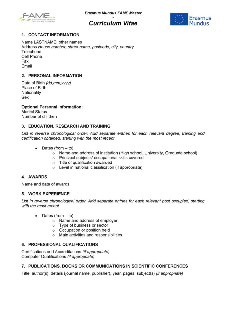 48 Great Curriculum Vitae Templates & Examples ᐅ TemplateLab