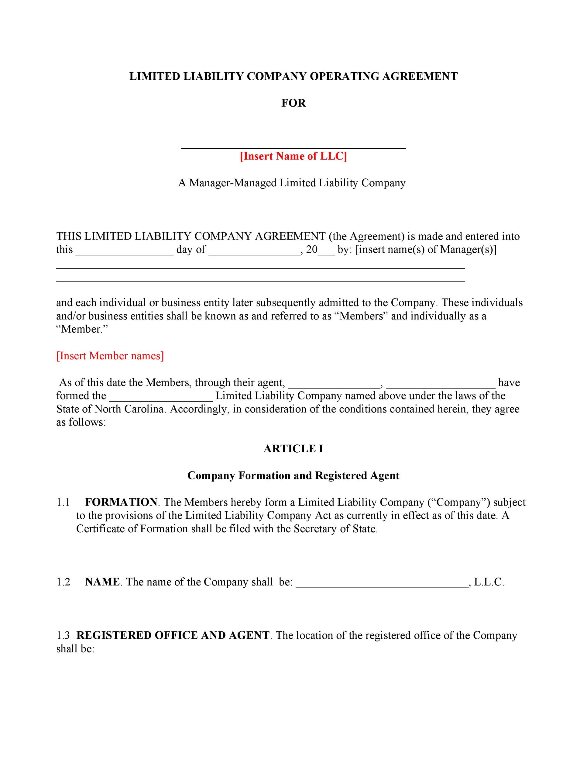 30 Professional LLC Operating Agreement Templates TemplateLab