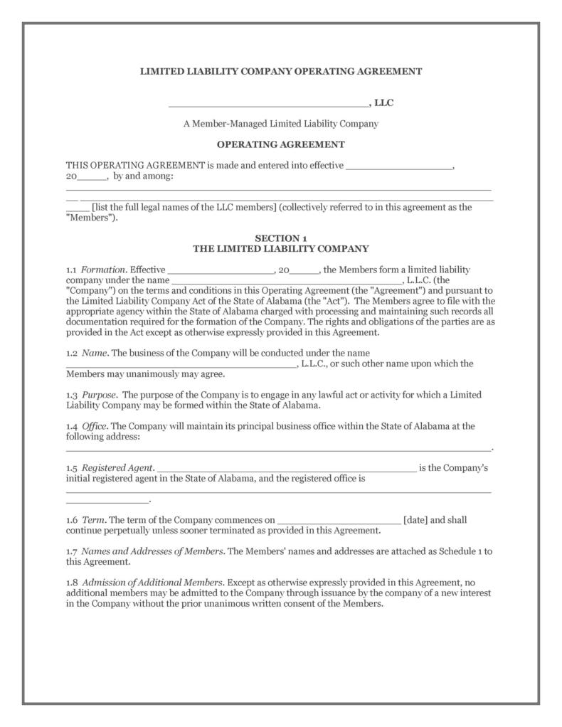 30 Professional LLC Operating Agreement Templates ᐅ TemplateLab