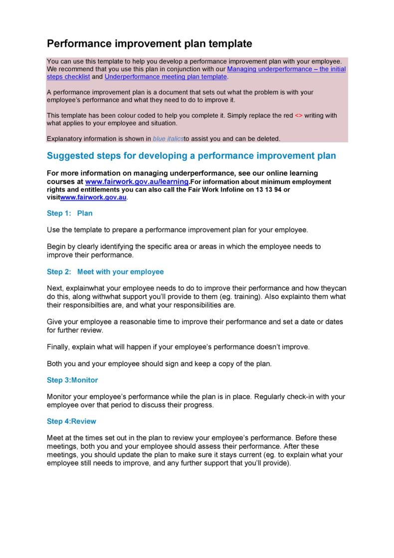 40+ Performance Improvement Plan Templates & Examples