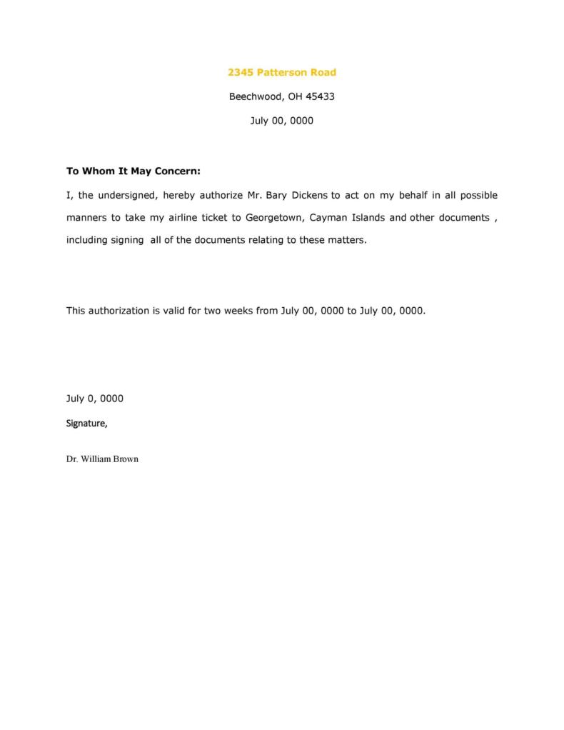 46 Authorization Letter Samples & Templates ᐅ TemplateLab