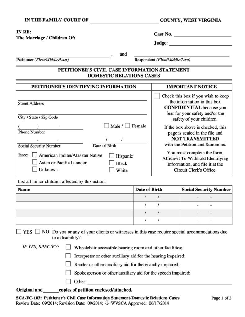 40 Free Divorce Papers (Printable) ᐅ TemplateLab