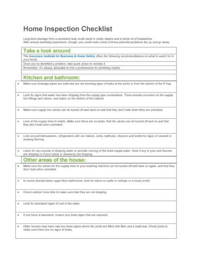 30+ Printable Home Inspection Checklists (Word, PDF, Excel)