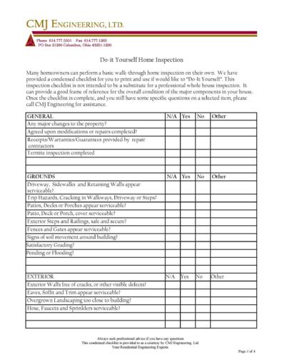 30+ Printable Home Inspection Checklists (Word, PDF, Excel)