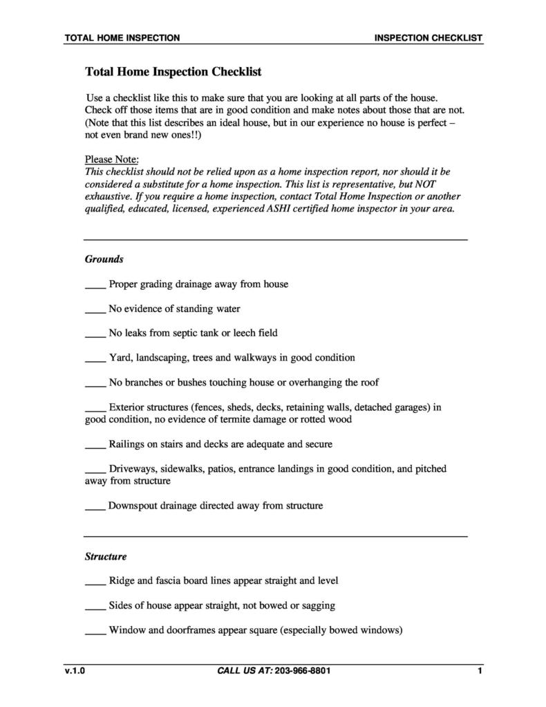 30+ Printable Home Inspection Checklists (Word, PDF, Excel)