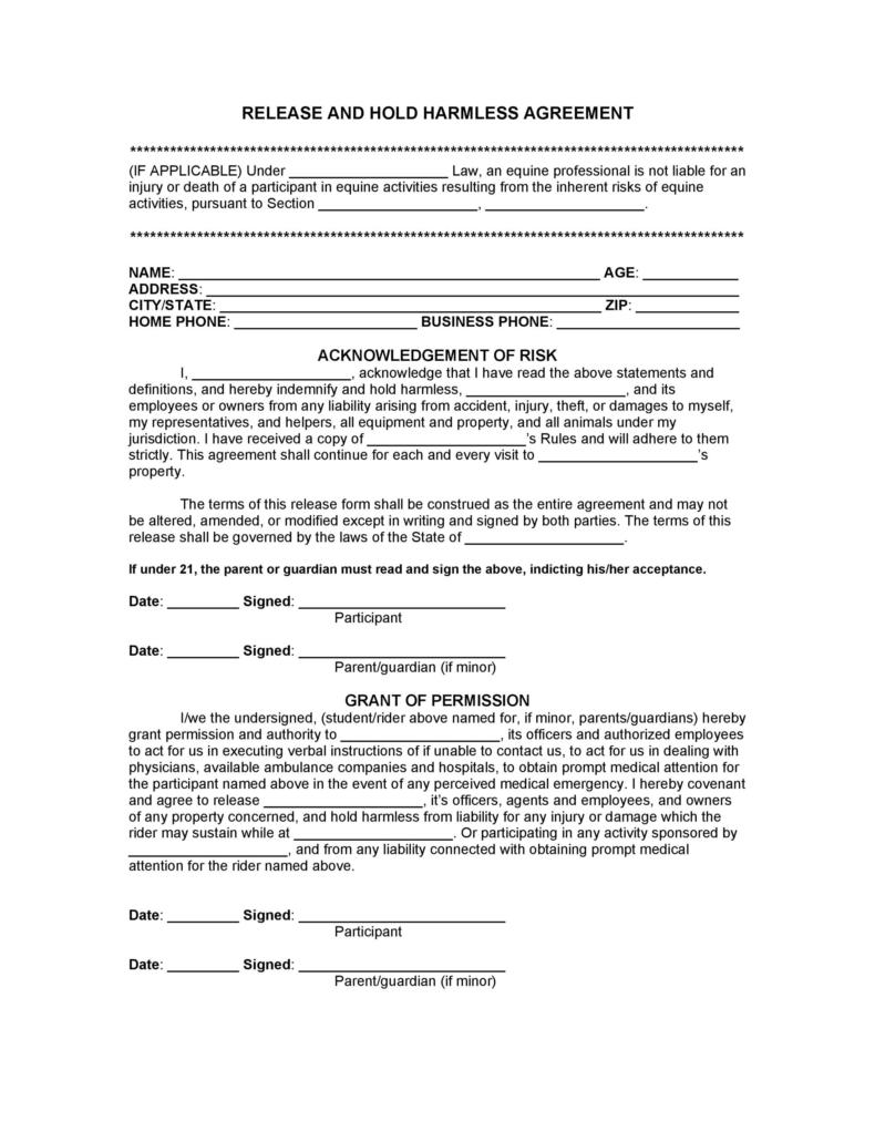 40+ Hold Harmless Agreement Templates (Free) ᐅ TemplateLab