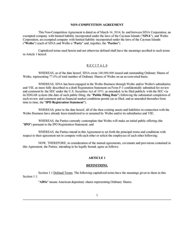39 Standard Non-Compete Agreement Templates ᐅ TemplateLab