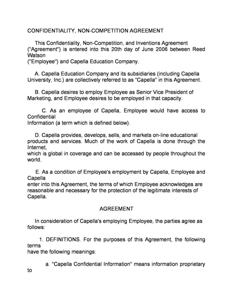 39 Standard Non-Compete Agreement Templates ᐅ TemplateLab