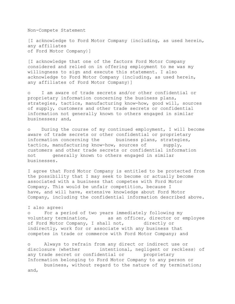 39 Standard Non-Compete Agreement Templates ᐅ TemplateLab