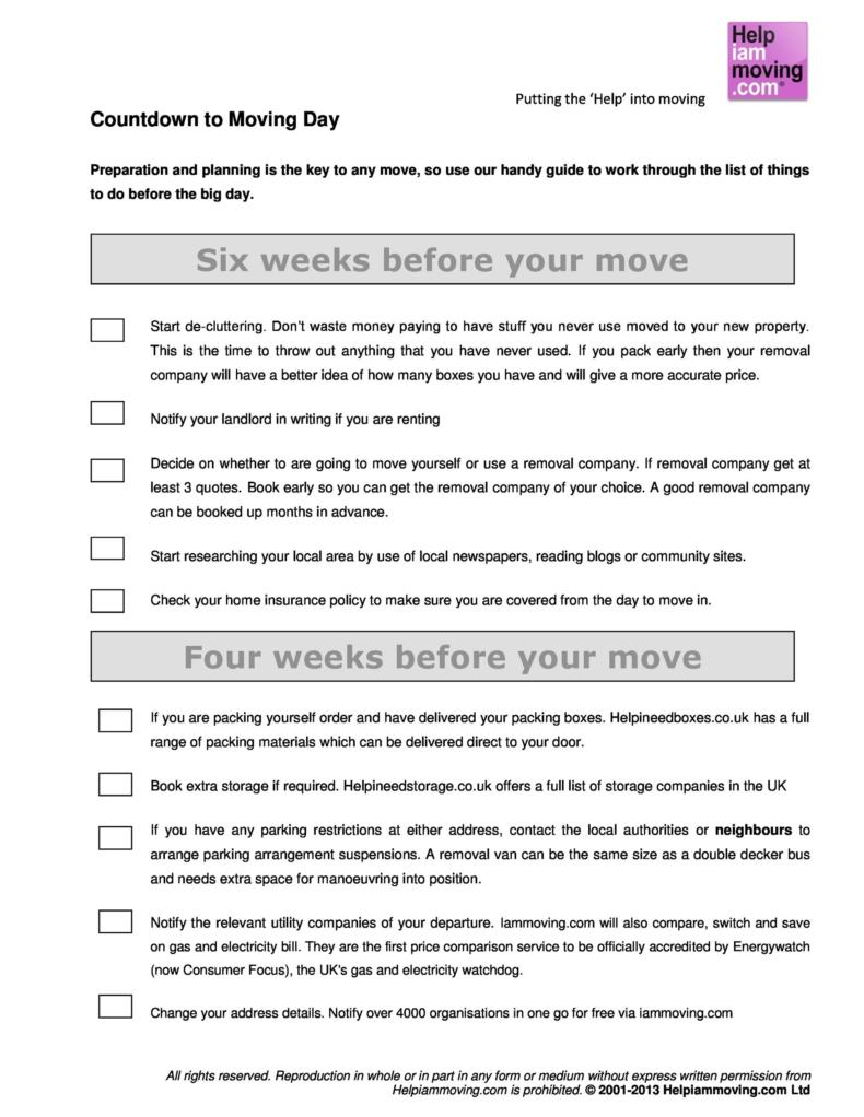 45 Great Moving Checklists [Checklist for Moving In / Out] ᐅ TemplateLab