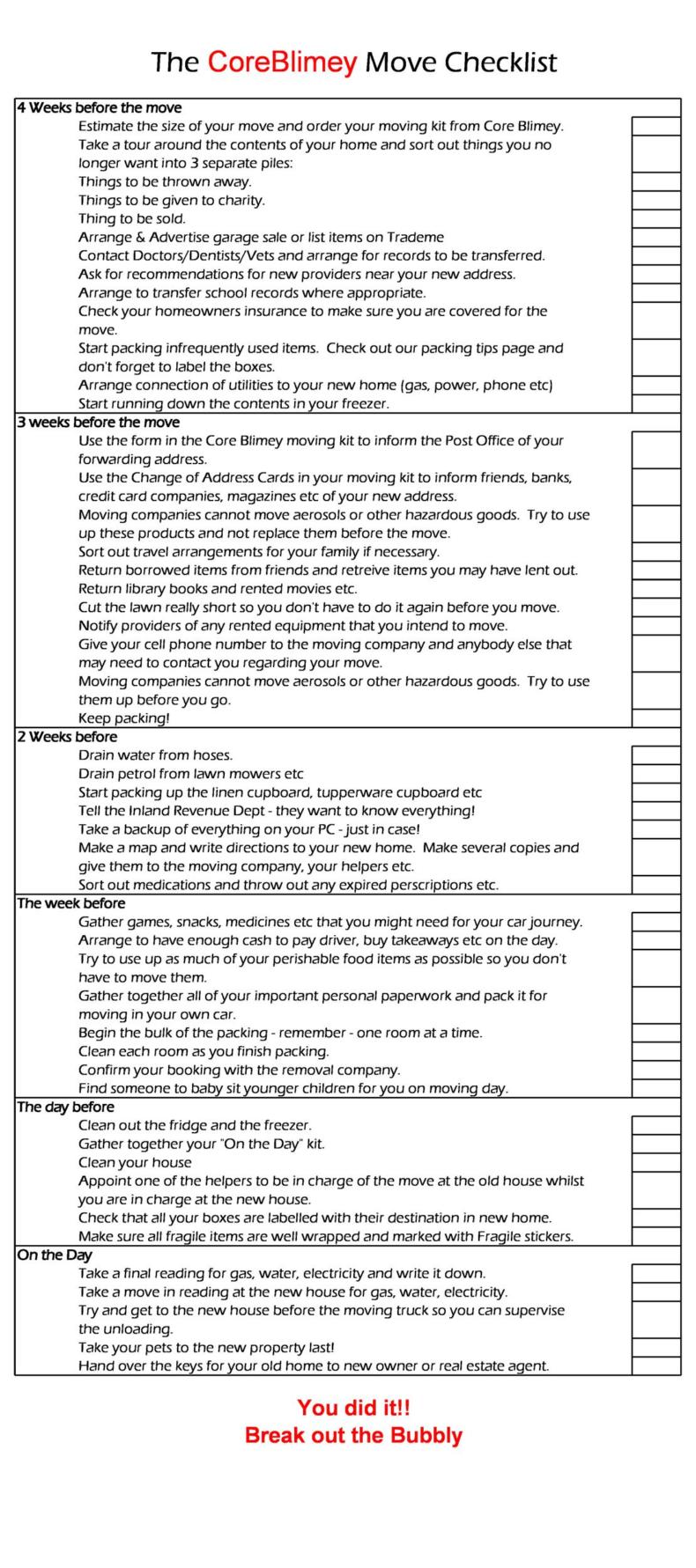 45 Great Moving Checklists [checklist For Moving In Out] ᐅ Templatelab