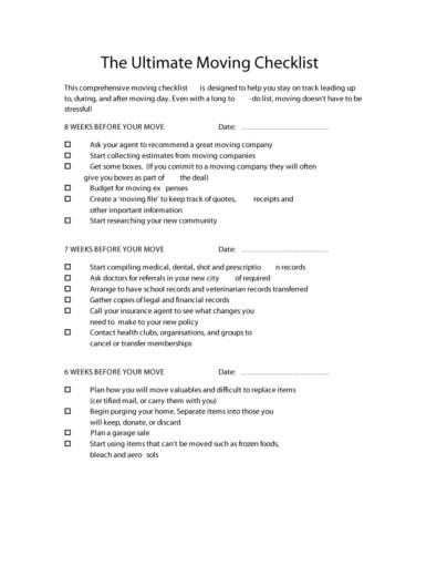 45 Great Moving Checklists [Checklist for Moving In / Out] ᐅ TemplateLab