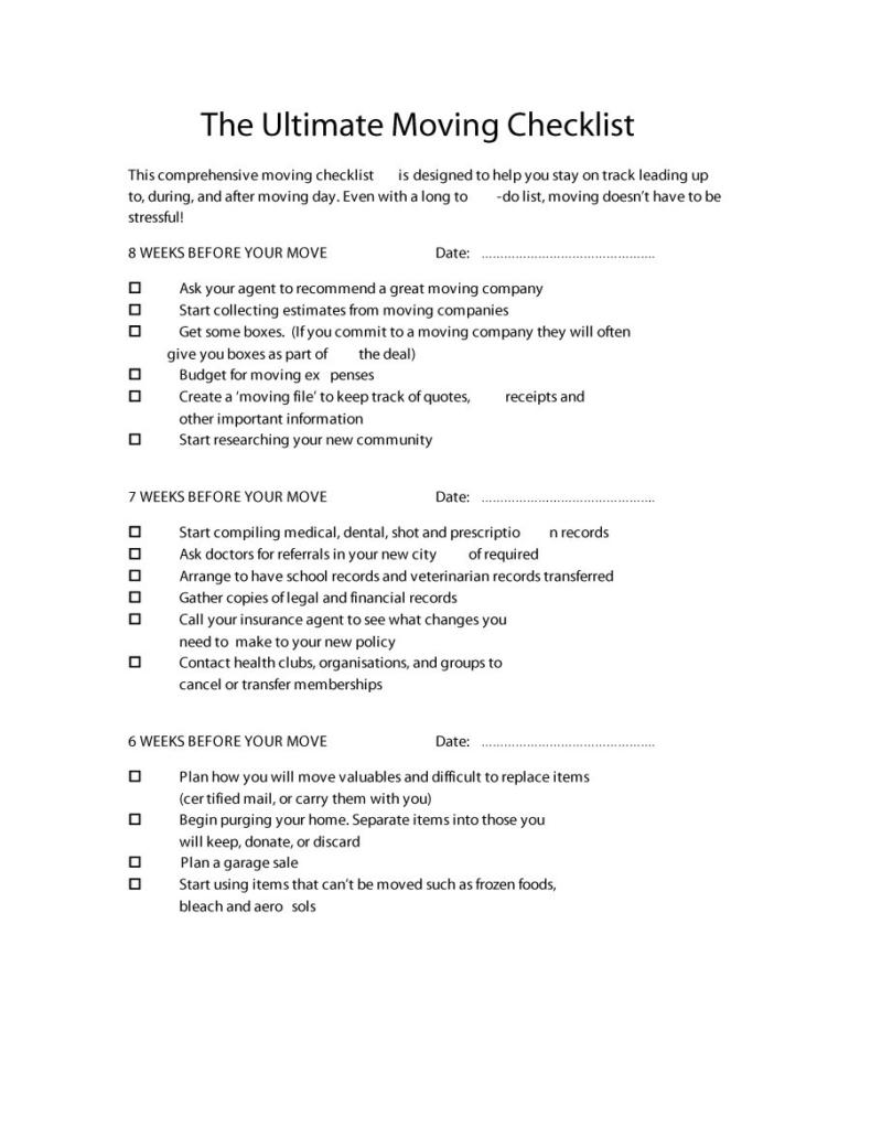 45 Great Moving Checklists [Checklist for Moving In / Out] ᐅ TemplateLab